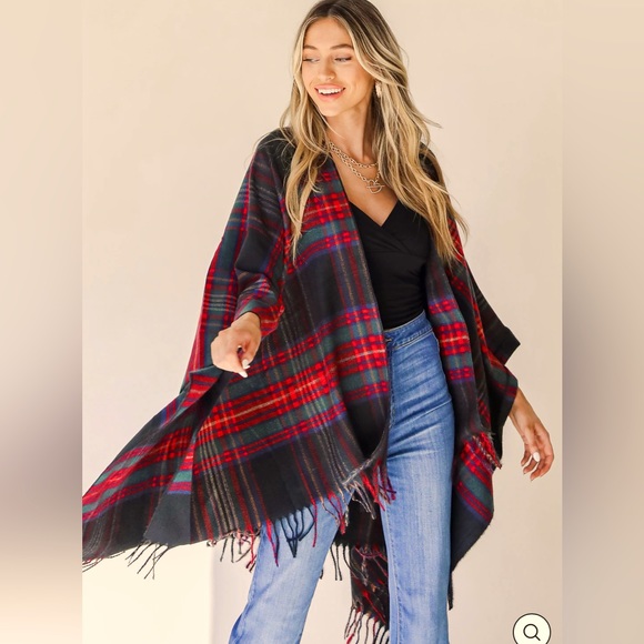 Sweaters | New Season Of Cheer Plaid Ponchoos Very Soft And Cozy | Poshmark
